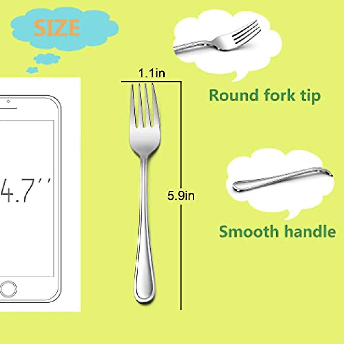 LIANYU 9-Piece Toddler Forks, Stainless Steel Kids Forks Silverware for 2-10 Year Old, Children Cutlery Flatware Set, Kids Utensils Forks Set for Home Preschools, Dishwasher Safe