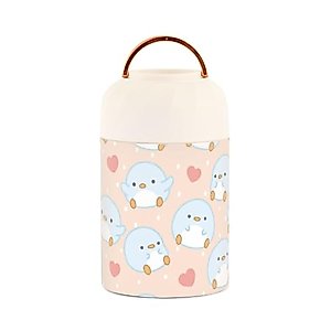 Cartoon Easter Chichen Animal Hearts Kids Womens Food Insulated Jar with Spoon 17oz/500ml Containers To Keep Food Hot Stainless Steel Vacuum Portable Thermal Food for Lunch Accessories