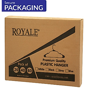 ROYALE 20 Pack White Plastic Hangers For Clothes - Heavy Duty Plastic Clothes Hanger Ideal For Everyday Standard Use - Lightweight & Space Saving Notched Plastic Hangers - Slim & Sleek Shoulder Groove