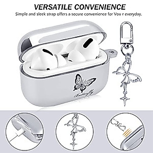 Cute AirPods Pro Case with Beautiful Butterfly Pendant Keychain, Soft Protective Electroplating Cover for AirPods Pro Case
