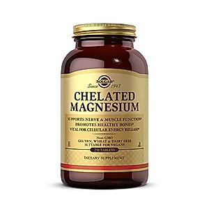 Solgar Chelated Magnesium, 250 Tablets - Supports Nerve & Muscle Function - Promotes Healthy Bones - Vital for Cellular Energy Release - Non-GMO, Vegan, Gluten Free, Dairy Free - 62 Servings