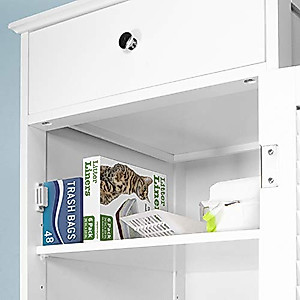 Penn-Plax Cat Walk Furniture: Contemporary Home Cat Litter Enclosure - Storage Drawer, Inner Shelf, and Shutter Style Door - White