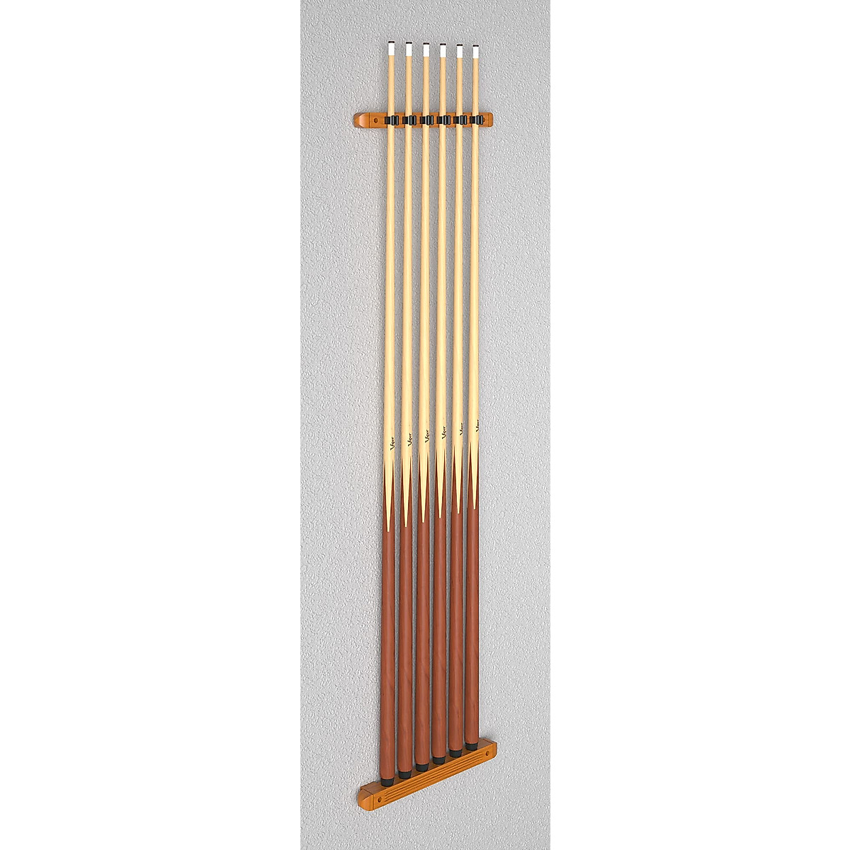 Fat Cat 2-Piece Wall Mounted Hardwood Billiard/Pool Cue Rack, Holds 6 Cues