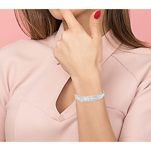 Savlano 925 Sterling Silver Italian 10mm Bismark Diamond Cut Mesh Link Chain Bracelet With Gift Box For Women- Made in Italy (7.5, 10mm)