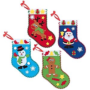 READY 2 LEARN Christmas Crafts - Create Your Own Christmas Stockings - Set of 4 - Christmas Decorations for Home - All Materials Included
