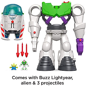 Fisher-Price Imaginext Preschool Toy Disney Pixar Toy Story Buzz Lightyear Robot Playset with Spaceship for Pretend Play Kids Ages 3+ Years