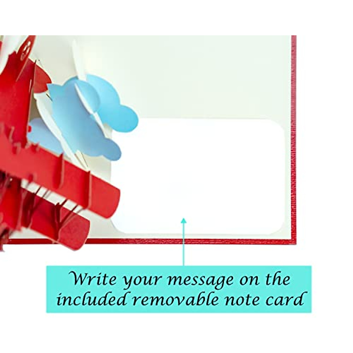 Red Airplane - WOW 3D Pop Up Card for All Occasions - Birthday, Congratulations, Good Luck, Anniversary, Get Well, Love, Good Bye