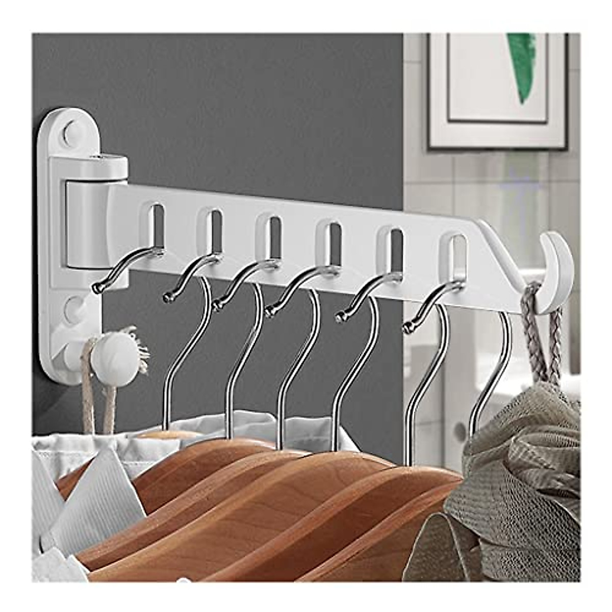 Wall Mounted Clothes Drying Rack Laundry Drying Rack Wall Mount Drying Rack Clothing For Laundry Collapsible Space Saver Clothes Rack Retractable Dryer Racks ( Color : White A , Size : 29*10.7*2.8cm )