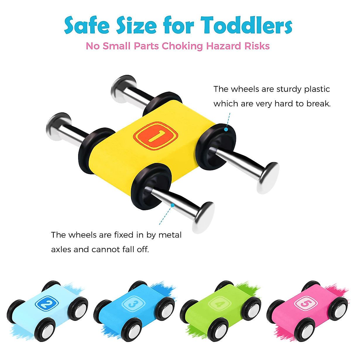 Belleur Montessori Toy for 1-3 Years Old Boys and Girls, Kid Wooden Race Track Car, Toddler Ramp Racer Set with 5 Mini Cars & 5 Ramps, Perfect for Babies' Birthday Gifts, Visit Gifts