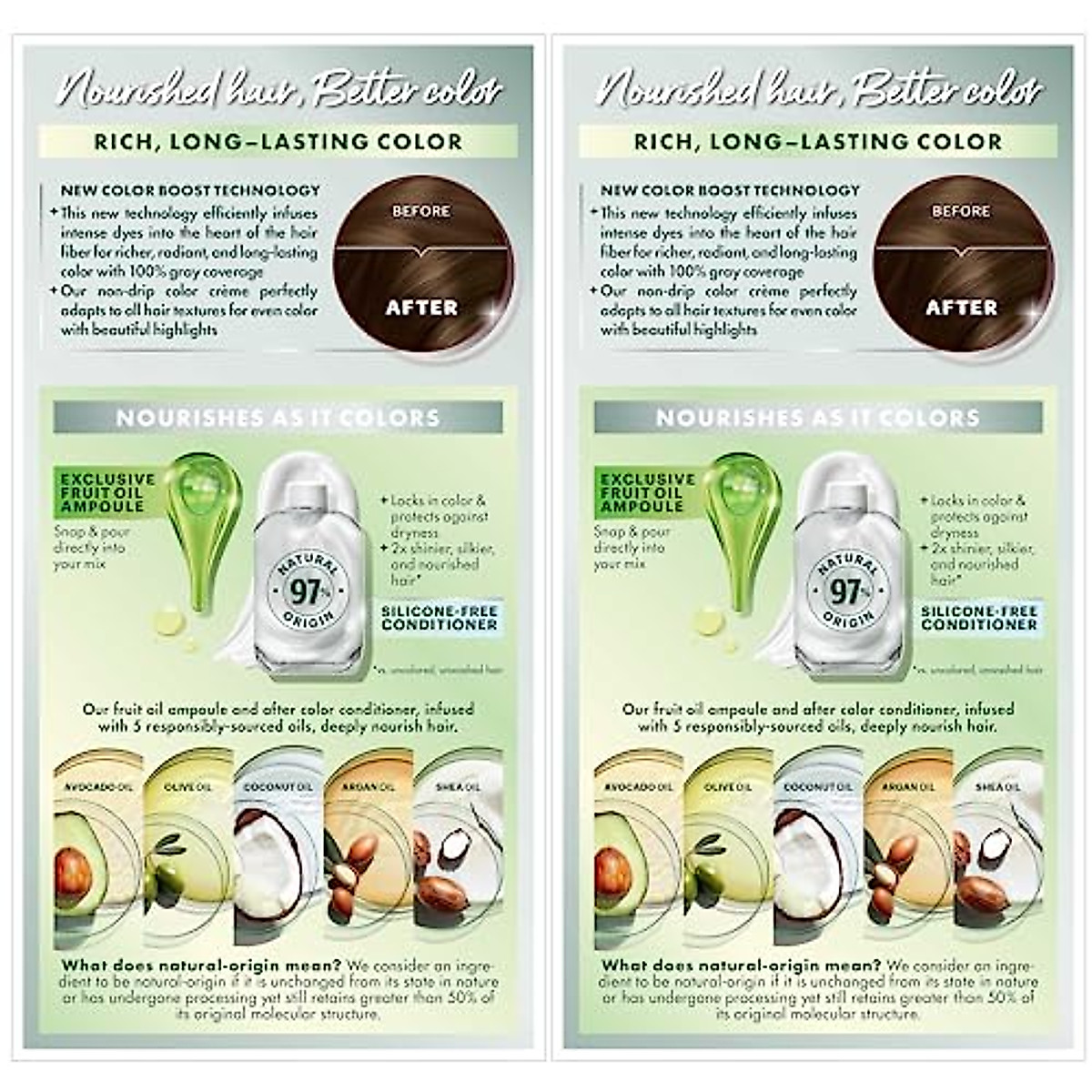 Garnier Hair Color Nutrisse Nourishing Creme, 50 Medium Natural Brown (Truffle) Permanent Hair Dye, 2 Count (Packaging May Vary)