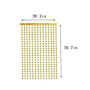 AimtoHome 4 Pack Gold Stars Foil Fringe Curtains Party Decorations, Glitter Streamers, Tinsel Curtain Backdrop, for Birthday, Bridal Shower, Wedding, Anniversary, Graduation Party Decorations