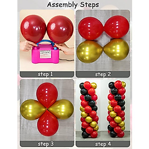MOXMAY Red Black and Gold Balloons for Column Stand, 100 Pcs 12 Inch Tower Balloons for Wedding Baby Shower Birthday Bachelorette Engagement Anniversary Graduation Party (Balloons Only)
