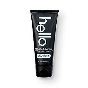 Hello Oral Care Activated Charcoal Fluoride Whitening Toothpaste, Vegan & SLS Free, 4 Ounce (Pack of 1)