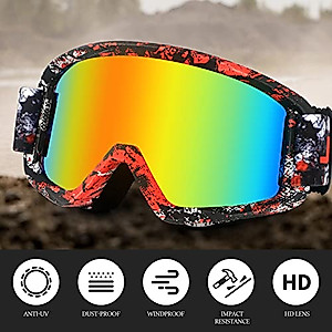 lunbowon Motorcycle Glasses Riding Goggles Safety Glasses Helmet Motorcycle Accessories, ATV Dirt Bike Goggle Dustproof Powersports Protective Gear for Men Women