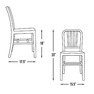 Laura Davidson Furniture Set of 2 Bryant Side Chairs for Dining & Office- Commercial Grade and Lightweight with Arm Rest, Made of Aluminum, Aluminum