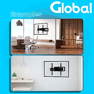 Global Electronics Wall Mount TV and Monitors, Mount Double Arm, Bracket Full, Motion with Long Arm for Corner/Flat Installation fits 30 to 60" Flat/Curve TVs, Mount VESA 400x400mm, Tv Stand