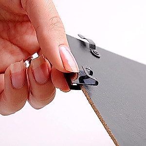 Bettomshin 50Pcs Metal Photo Frames Hanger Hooks, 0.3mm Thick S-Shaped Single-Free Nail Hook, Iron Spray Paint Black Hooks Hanger Clips for Wall Mount Album Picture Photo Artwork Display Frames