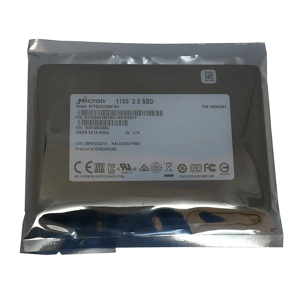 Micron 1100 MTFDDAK256TBN 256GB 2.5-inch SATA III AES-256 encryption TLC NAND (6.0Gb/s) Internal Solid State Drive (SSD) New - w/3 Year Warranty