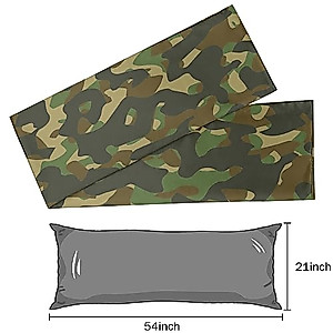 Forest Camo Pattern Body Pillow Covers Decorative Soft Bedding Satin Pillowcase with Zipper Closure Cooling Breathable Long Pillow Case-21"x 54"
