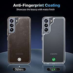 LK [5-in-1 for Samsung Galaxy S22 Case 5G, with 2 Pack Tempered Glass Screen Protector & 2 Pack Lens Protector, Matte-Finish, All-Round Protection, Shockproof, Anti-Scratches Kit for Galaxy S22