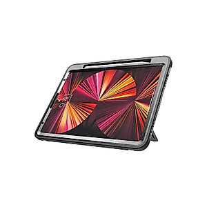 SaharaCase Protection Hand Strap Series Case for Apple iPad Pro 11" (3rd Generation 2021 & 4th Generation 2022) [Shockproof Bumper] Heavy Duty Rugged Protection Antislip Integrated Kickstand - Black