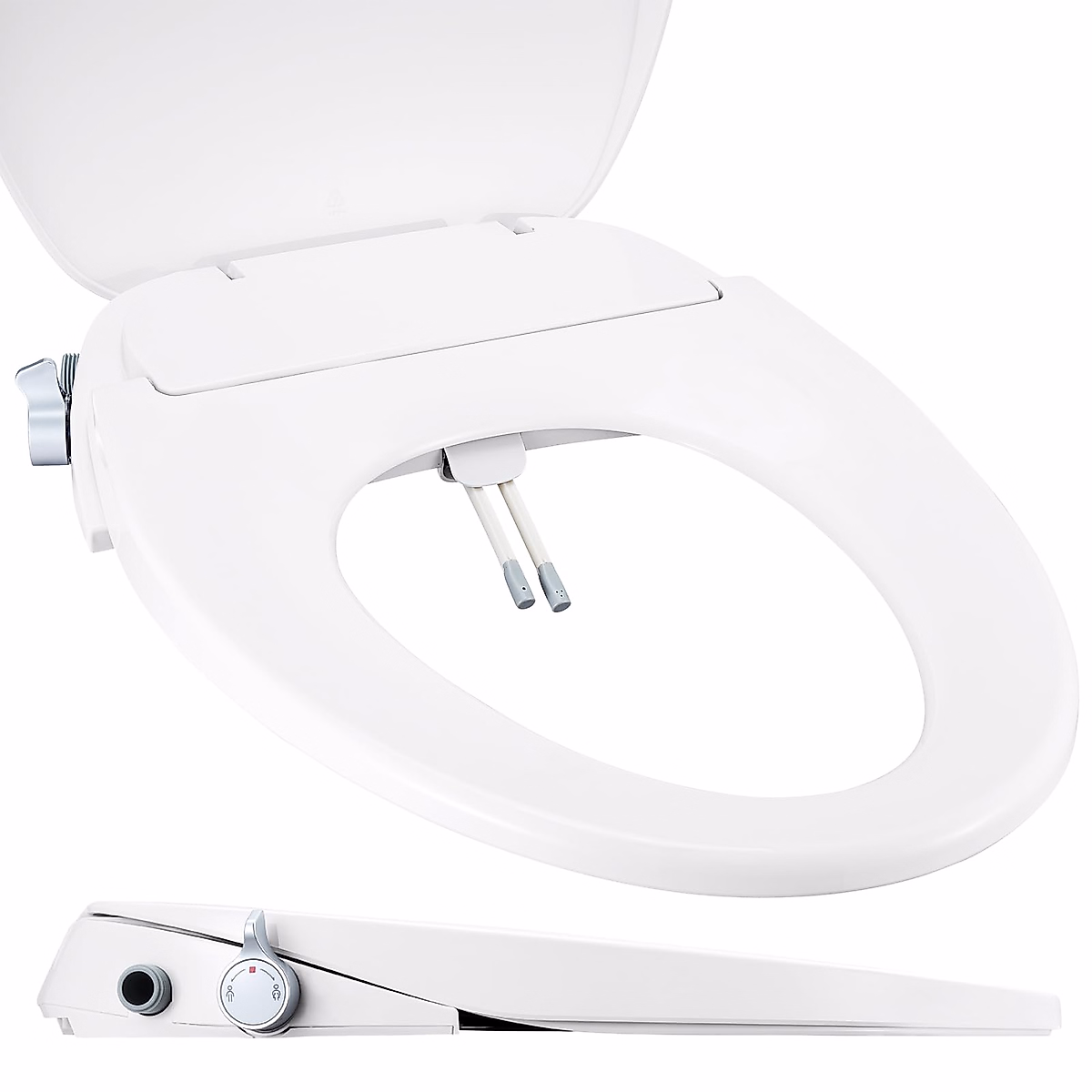 Non-Electric Elongated Bidet Toilet Seat with Slow-Close Technology