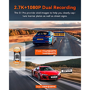 Vantrue S1 Pro 2.7K Dual Dash Cam Front and Rear, 5G WiFi 60FPS Hidden Dash Camera w/HDR Night Vision, STARVIS 2, Optional Remote Live View, GPS, Voice Control, 24/7 Parking Mode, Support 512GB Max