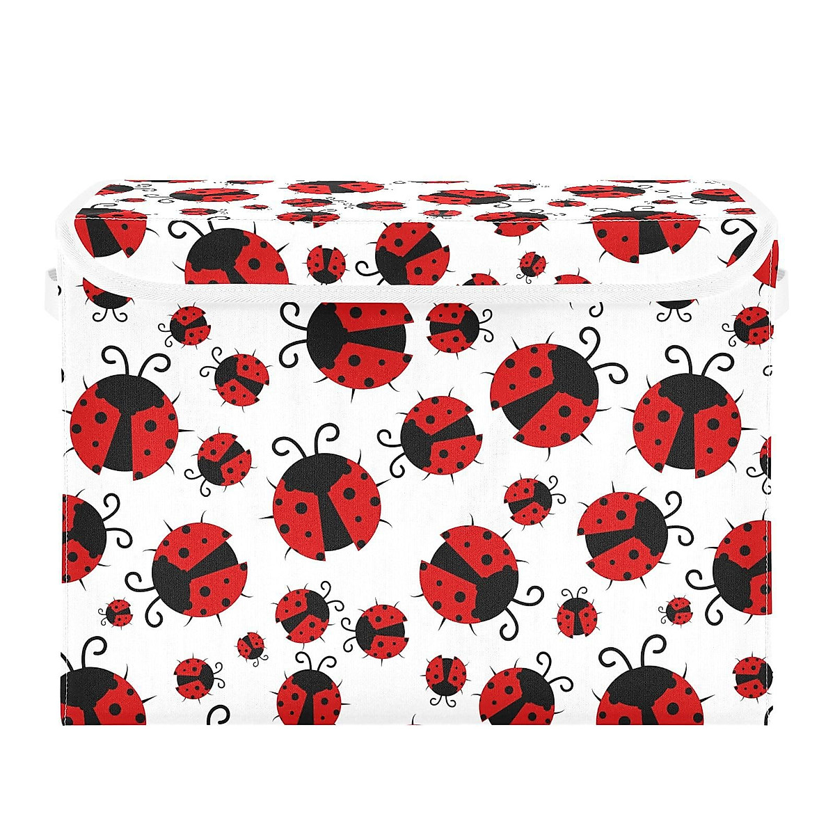 Krafig Animal Cute Ladybug Decorative Storage Box with Lid Large Bins Baskets Foldable Cube Organizer Collapsible Containers for Organizing, Toy, Home, Shelf, Closet