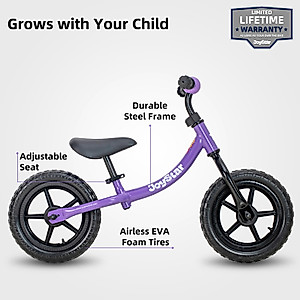 JOYSTAR 12 Inch Balance Bike for 18months, 2, 3, 4, and 5 Years Old Boys and Girls - Lightweight Toddler Bike with Adjustable Handlebar and Seat - No Pedal Bikes for Kids Birthday Gift