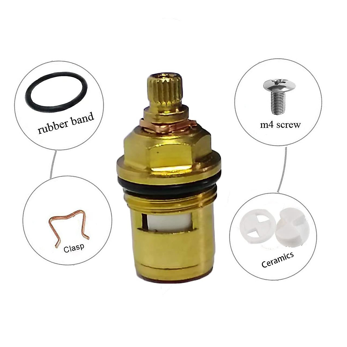 Faucet Cartridge, Brass Ceramic Faucet Stem Disc Cartridge Replacement Quarter Turn G1/2" 41MM Faucet Valves for Bathroom Kitchen Tap(Clockwise)