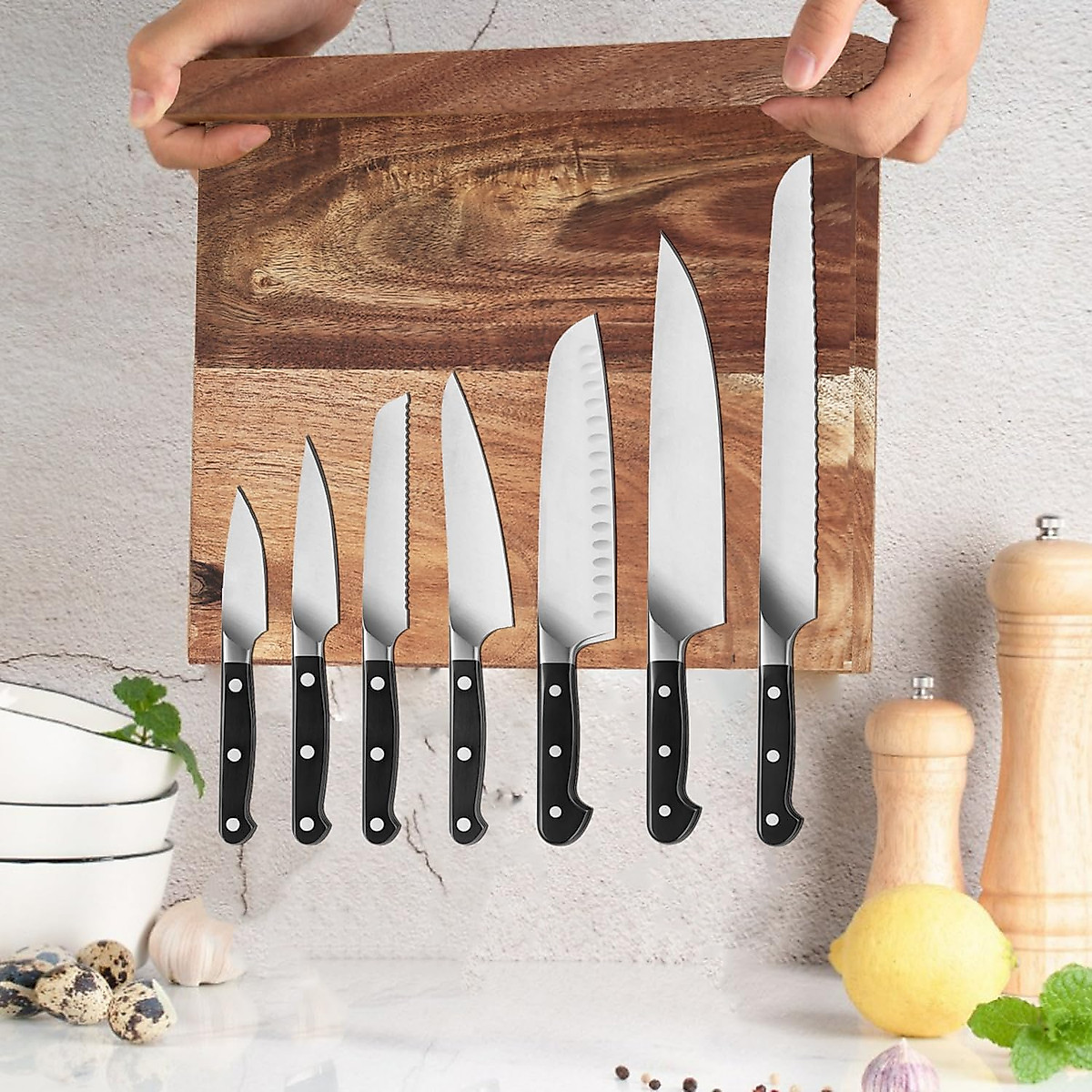 Magnetic Knife Holder Stand Including Strong Adhesive Tape, 4 Screws & Screw Driver, Strong Magnetic Knife Rack for Kitchen Organizing, Magnetic Strip Self Adhesive