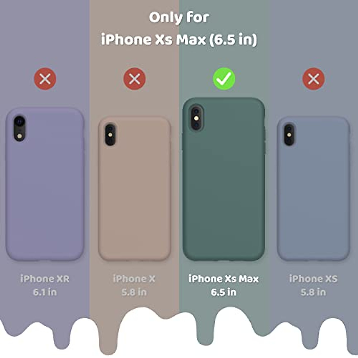 OuXul iPhone Xs Max Case - Liquid Silicone Phone 10 Pro Max Case, Full Body Slim Soft Microfiber Lining Protective iPhone Xs Max Case for Women/Men 6.5 Inch(Forest Green)