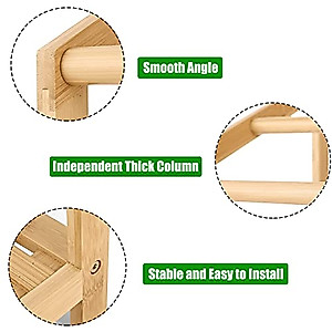 HYNAWIN Bamboo 3 Tier Towel Rack for Bathroom, Free Standing Beach Towel with Storage Shelf, Poolside Rack with Bottom Organizer for Bath, Hand Towel, Laundry