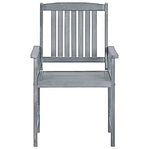 KCCKOM Patio Chairs with Cushions 2 pcs Gray Solid Acacia Wood,Rustic Acacia Wood Patio Chairs with Anthracite Cushions for Outdoor Comfort Patio Furniture & Accessories