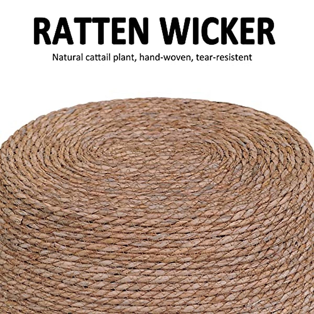 MewMewLand Natural Cat Wicker Bed Basket, Handmade Braided Cattail Leaf Kitten Bed with Soft Cushion Medium Oval