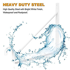 4 Pack Heavy Duty Closet Rod Brackets Holder 10.8 x 10.8 x 1 Inch, White Closet Rod Shelf Support Hooks Wall Mounted Shelf and Rod Support Brackets with Screws (275 x 275 x 25mm - D x H x W)