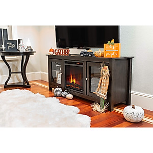 e-Flame USA Montana 19"x18" LED Electric Fireplace Stove Insert with Remote - 3D Logs and Fire (Black)