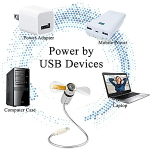 [New] USB LED Clock Fan with Temperature, Mobile USB Real Time Fan Fahrenheit and Celsius Display Portable Cooling Mini USB Quiet Gooseneck Fan for Office, Home & Travel (TC)
