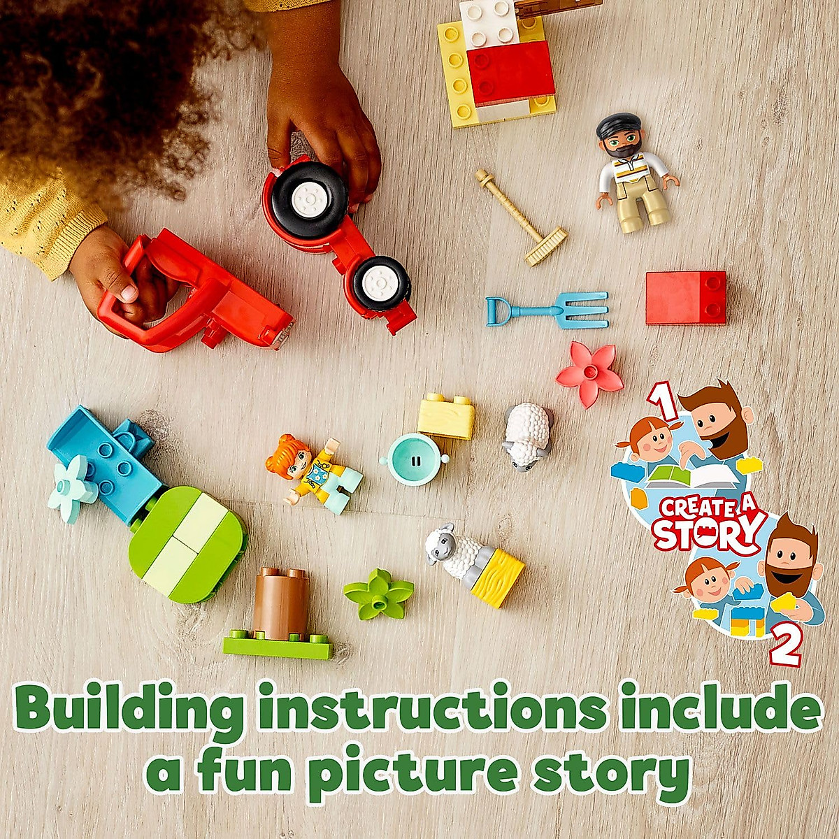 LEGO DUPLO Town Farm Tractor & Animal Care 10950 Creative Playset for Toddlers with a Toy Tractor and 2 Sheep, New 2021 (27 Pieces)