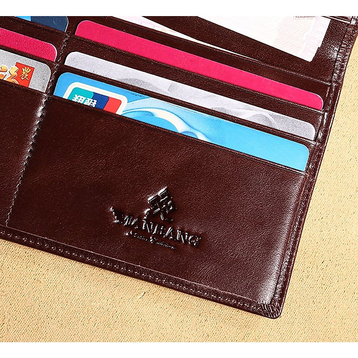 MANBANG Genuine Italian Leather Handbag Organizer Card Case Long Bifold Wallet