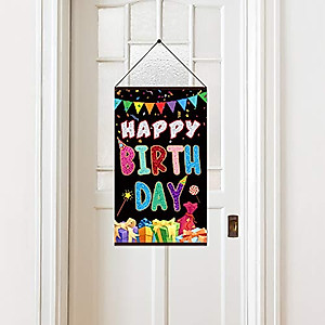Tatuo Colorful Happy Birthday Sign Birthday Door Hanging Happy Birthday Hanger Birthday Door Banner Wall Decorations Bday Shower Party Supplies Favors for Kids Girls Boys