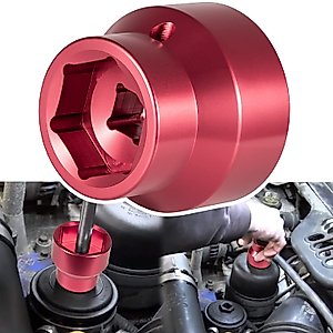 Fuel Filter/Oil Filter Socket 24mm / 36mm Reversible Fuel Filter Cap Remover and Installer Assistant for 2003-2010 6.0L / 6.4L Ford Powerstroke Diesel (Red)