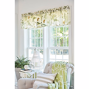 C&F Home Althea Green Floral Botanical Garden Spring Summer Cotton Bedroom Guestroom Premium Window Valance Valance Single Green