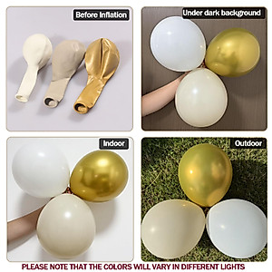 White Sand Gold Balloons Garland Arch Kit,159PCS White Nude Balloons with Metallic Chrome Gold Latex Balloons for Boho Wedding Baby Bridal Shower Engagement Anniversary Birthday Decorations Backdrop