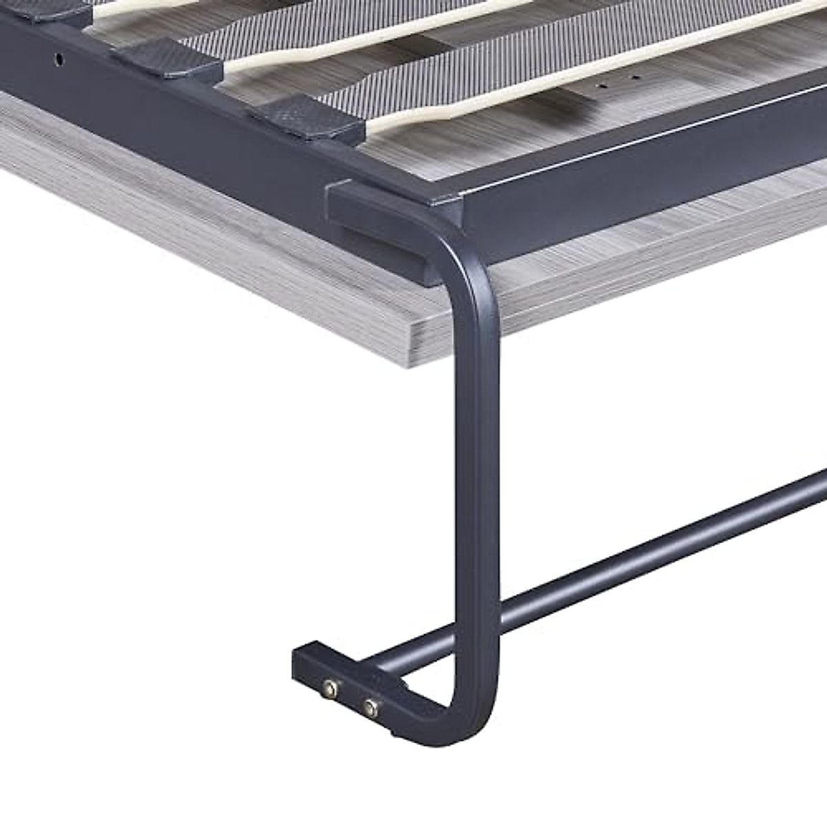 DEYOBED Multifunctional Full Size Murphy Bed with Storage Shelves and Drawers, Solid Wood Platform Wall Bed Cabinet for Guest Room Home Office, Ideal for Small Spaces, Gray