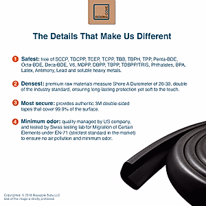 Roving Cove Edge Protector for Baby (6ft Large Edge Only), Hefty-Fit Heavy-Duty Soft Foam Furniture Edge Bumper Guards, Desk Edge Cushion, Wall Corner Covers, 3M Adhesive, Onyx Black