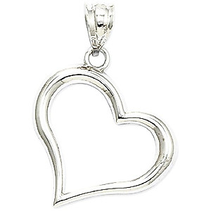 IceCarats 14K White Gold Heart Necklace Love Pendant Charm 25mm x 19mm Only