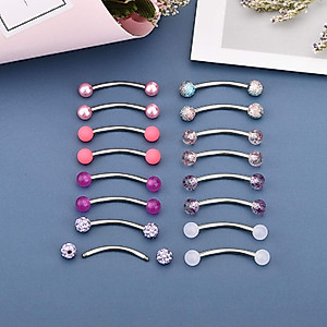 FECTAS 14g Stainless steel Long Nipple Rings Curved Barbells Pettie Belly Rings Curved Barbells Nipplerings Piercing Jewelry for Women 18mm Bars