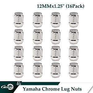 CartClan Golf Cart Chrome Lug Nuts, Suitable for Yamaha/GEM 12MMx1.25" Pack of 16