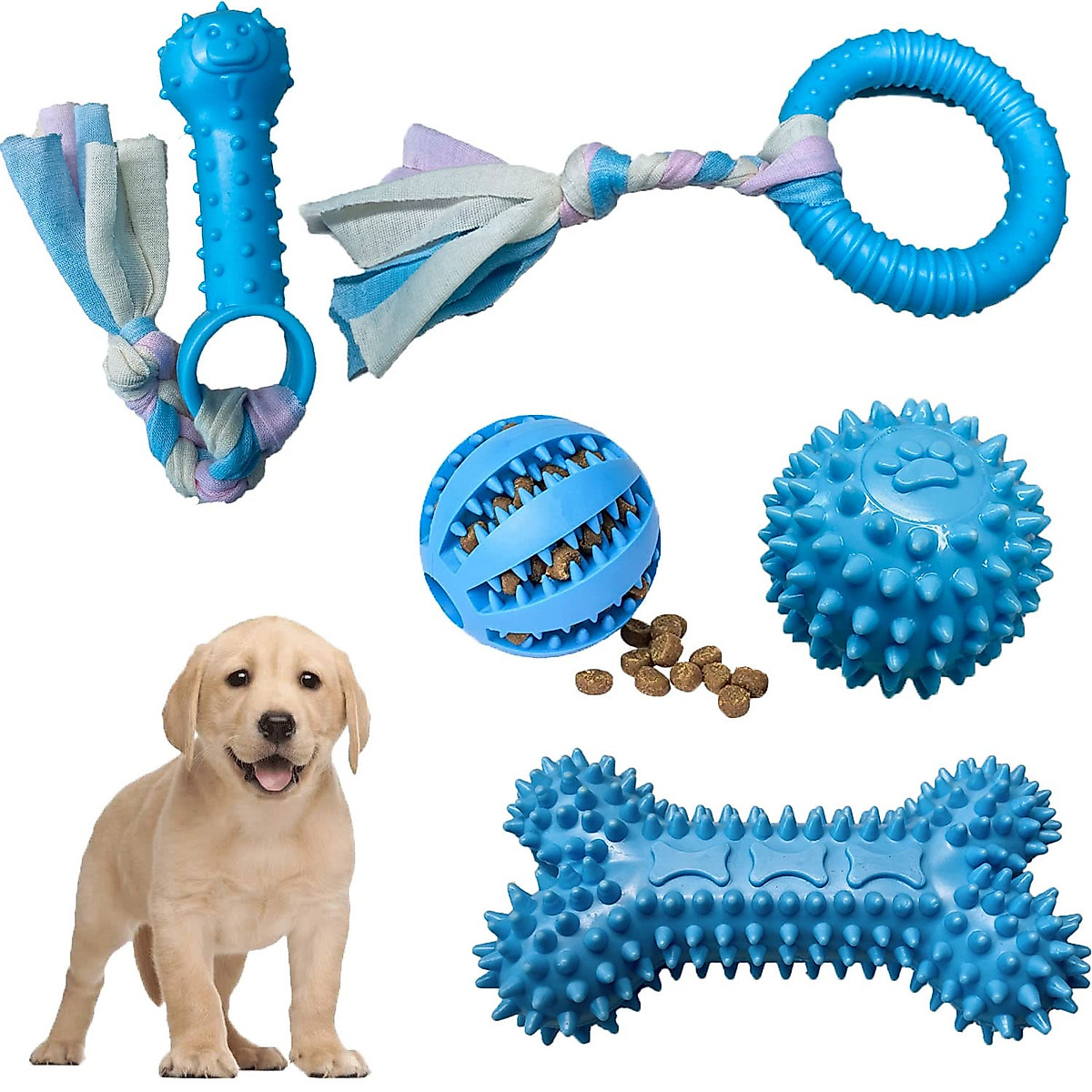 DGAGRCHEW Puppy Toys for Teething, Puppy Chew Toys for Small Dogs, Treat Dog Toys for Small Dogs 0-6 Months (Blue)